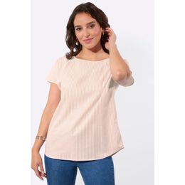 Schlupfbluse Casual Looks, Damen, Gr. 42, beige, wei&szlig;, gestreift, 100% Baumwolle, gemustert, gestreift, mehrfarbig, Rundhals, Blusen Schlupfbluse