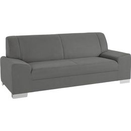 2,5-Sitzer DOMO collection "Anzio kubisches Design, flache Armlehnen, Breite 214cm", grau (steel, grau), B:214cm H:85cm T:93cm, Sofas, 2 5-Sitzer, Mit Federkern