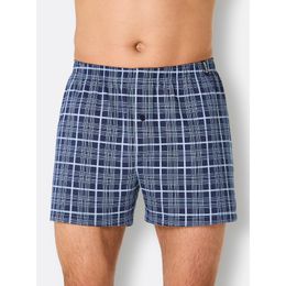 Boxershorts, Herren, Gr. 10, 2 Stk., blau (bleu, bedruckt, marine, kariert), 100% Baumwolle, Unterhosen Boxershorts