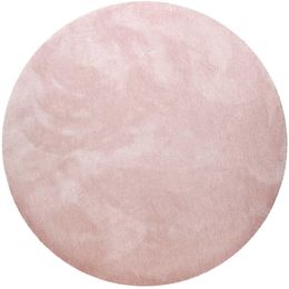 Teppich HOMIE LIVING "Pisa", rosa, H:25mm &Oslash;:200cm, Polyester, Teppiche, Teppich, Hochflor, Microfaser, uni, weich, Shaggy, Wohnzimmer, Schlafzimmer