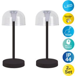 N&auml;ve N&Auml;VE LED Tischleuchte "Gomba 18,5 cm", schwarz, 1, &Oslash; 8cm H: 18,5cm, 2 Stk., Leuchten, 2er Set, aufladbar, USB Kabel, Memoryfunktion, stufenlos dimmbar, LED Tischleuchte