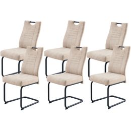 Freischwinger OTTO HOME "Altona", beige, schwarz, 6 Stk., Microfaser, St&uuml;hle, Freischwinger, Federkern und Griff, 140 Kg Belastbarkeit, 2er und 6er Set