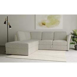 Ecksofa Home Affaire "Lavars, L-Form, Schlafsofa", beige (sand), B:241cm H:90cm T:226cm, 53% strukturiertes Polyester, 47% Polyester, Sofas, Ecksofa, mit Bettfunktion und Stauraum, in zwei verschiedenen Bezugsqualit&auml;ten