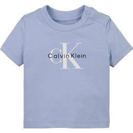 T-Shirt Calvin Klein Jeans "MONOGRAM SS T-SHIRT", Jungen, Gr. 80, dusky cornflower, Jersey, Obermaterial: 93% Baumwolle, 7% Elasthan, unifarben, regular fit h&uuml;ftlang, Rundhals, eingesetzt abgesteppte Kante, Shirts T-Shirt, f&uuml;r Babys bis 2 Jahre, Logo-Druck