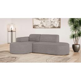 Ecksofa OTTO HOME "ADELLA Design-Sofa mit Recamiere rechts/links, 248/159/76 cm", beige (taupe), B:248cm H:76cm T:159cm, 100% Polyester, Sofas, Ecksofa, L-Form mit Wellenunterfederung, runde Form, auch in Cord