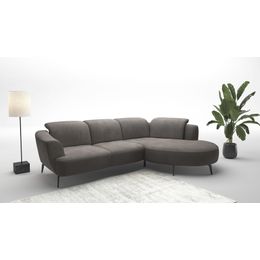 Sit & More Ecksofa SIT & MORE "Zoe", grau (fango), B:309cm H:87cm T:199cm, 100% Polyester, Sofas, Ecksofa, ink.Sitztiefenverstellung, wahlweise mit Kopfteilverstellung