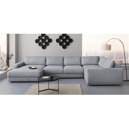 Wohnlandschaft Home Affaire "Bloomfield, Mega Polsterecke, Breite 390cm, viel Platz, U-Form", grau (antarctica), B:390cm H:84cm T:209cm, 100% Polyester, Sofas, Wohnlandschaft, In verschiedenen Gr&ouml;&szlig;en bestellbar