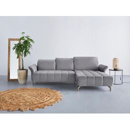 Ecksofa Home Affaire "Fresh L-Form", grau (hellgrau), B:281cm H:79cm T:185cm, 100% Polyester, Sofas, Ecksofa, Federkern, wahlweise Kopfteilverstellung und motorischer Vorziehsitz