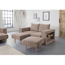 2,5-Sitzer "Looksvb", beige (beige, braun), B:192cm H:96cm T:107cm, LOOKS by Wolfgang Joop, Sofas, 2 5-Sitzer, Verwandlungssofa: aus Sofa wird Sofa mit 2 Hockern, mit Regalfunktion