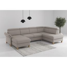 Wohnlandschaft Home Affaire "Glendale, U-Form", taupe, B:321cm H:84cm T:193cm, 95% Polyester, 5% Polyamid, Sofas, Wohnlandschaft, inkl. Kopfteilverstellung, wahlweise mit Vorziehsitz und Bettkasten