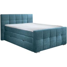 Boxspringbett Home Affaire "Ros&agrave;", blau, B:184cm L:224cm, Komplettbetten, Boxspringbett, H3/H3, H3/H4, H4/H4 m&ouml;glich