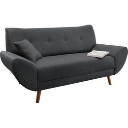 2-Sitzer Home Affaire "Basta", schwarz, B:174cm H:80cm T:82cm, 100% PES (Polyester), Sofas, 2-Sitzer