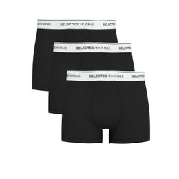 Boxershorts Selected "SLHLIAM 3-PACK TRUNK NOOS", Herren, Gr. XXL, 3 Stk., schwarz, Jersey, Obermaterial: 95% Baumwolle, 5% Elasthan, unifarben, eng, Unterhosen Boxershorts