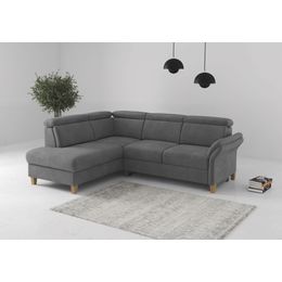 Ecksofa Home Affaire "Glendale, L-Form", grau, B:247cm H:84cm T:193cm, 90% Polyester, 10% Polyamid, Sofas, Ecksofa, inkl. Kopfteilverstellung, wahlweise mit Vorziehsitz und Bettkasten