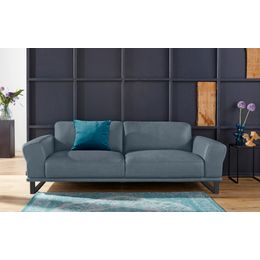 2,5-Sitzer W.Schillig "montanaa", blau (blau z69), B:232cm H:78cm T:94cm, Sofas, 2 5-Sitzer, mit Metallkufen in Schwarz pulverbeschichtet, Breite 232 cm
