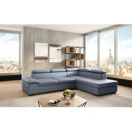 Sit & More Ecksofa SIT & MORE "Alcudia L-Form", bunt (graublau), B:272cm H:73cm T:226cm, NaturLEDER;Spannstoff, Sofas, Ecksofa, mit Armteilverstellung, optional Kopfteilverstellung und Bettfunktion