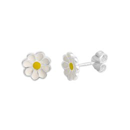 Paar Ohrstecker Firetti "Schmuck Geschenk Silber 925 Ohrschmuck Blumen", bunt (silberfarben, wei&szlig;, gelb), Ohrringe, M&auml;dchen, 8mm, Silber 925 (Sterlingsilber), Paar Ohrstecker