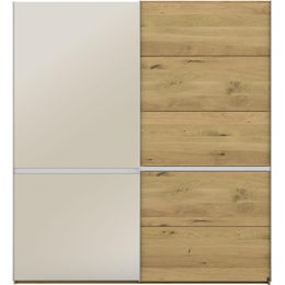 Schwebet&uuml;renschrank Musterring "Savona, Kleiderschrank, Schrank, Garderobe, mit Schiebet&uuml;ren", braun, B:200cm H:217cm, Schr&auml;nke, Schwebet&uuml;renschrank, T&uuml;ren Bianco-Eiche massiv, Spiegel-/Glast&uuml;ren, eingelegte Chromleiste