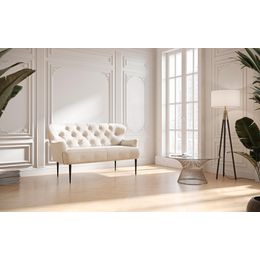 2-Sitzer Home Affaire "Amber", beige (creme), B:153cm H:97cm T:87cm, 90% Polyester, 10% Polyamid, Sofas, 2-Sitzer, mit Knopfheftung,in verschieden Stoffarten