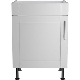 Sp&uuml;lenschrank KOCHSTATION "KS-Ahus", grau (hellgrau matt, hellgrau), B:60cm H:87cm T:58,4cm, Schr&auml;nke, Sp&uuml;lenschrank, Breite 60 cm