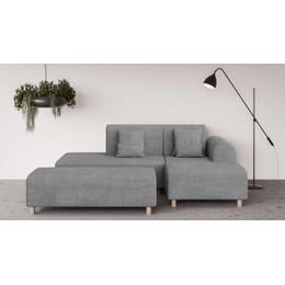 Ecksofa OTTO HOME "Suyala", grau (hellgrau), B:258cm H:85cm T:168cm, 100% Polyester, Sofas, Ecksofa, L-Form mit Hocker