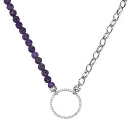 Collier "Collier mit Zierstein, Silber 925", lila, Giorgio Martello MILANO, Halsketten, Damen, Silber 925 (Sterlingsilber), Collier
