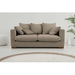 2,5-Sitzer Home Affaire "Coray", braun, B:220cm H:80cm T:113cm, 100% PES, Sofas, 2 5-Sitzer, extra weich und kuschelig, F&uuml;llung mit Federn und Daunen