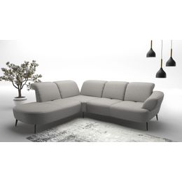 Sit & More Ecksofa SIT & MORE "Dance, L-Form, inkl. Sitztiefenverstellung", grau (hellgrau), B:302cm H:91cm T:270cm, 95%Polyester 5%Polyamid, Sofas, Ecksofa, inkl. Click&Seat, optional mit Kopfteilverstellung