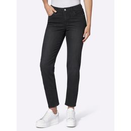 5-Pocket-Jeans Casual Looks, Damen, Gr. 46, Normalgr&ouml;&szlig;en, schwarz (schwarz, denim), 99% Baumwolle, 1% Elasthan, unifarben, lang, Jeans 5-Pocket-Jeans