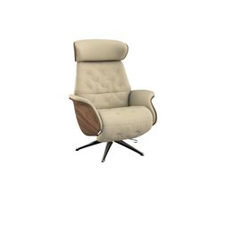 Relaxsessel FLEXLUX "Volden elektrischer Funktionsessel", beige (sandy beige), B:81cm H:111cm T:90cm, 100% Polyester, Sessel, Relaxsessel, Gr&ouml;&szlig;e M, R&uuml;cken & Fu&szlig;teil elektrisch, Akku, Arml. Walnuss, Fu&szlig; Alu