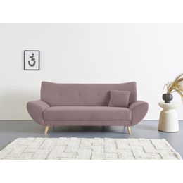 3-Sitzer Home Affaire "Basta", rosa, B:205cm H:80cm T:82cm, (100% Polyester) Struktur fein (100% Polyester) Chenille, Sofas, 3-Sitzer