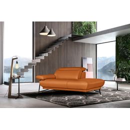Ottomane Egoitaliano "Anais, erstklassiges Designsofa, Breite 179 cm, Fu&szlig;farbe schattengrau", orange, Sofas, B/H/T: 179cm x 74cm x 106cm, Leder BULL, Ottomane rechts, Armlehne links, LEDER -Artikel BULL &ndash; Kat. B: Der Artikel BULL ist ein geschliffenes, pigmentiertes und behandeltes Rindsleder mit einer Dicke von 1, 3-1, 5 mm. Dieses Leder zeigt eine ziemlich weiche Hand mit einem halb undurchsicht
