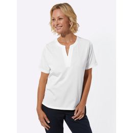 Rundhalsshirt "Kurzarm-Shirt", Damen, Gr. 44, ecru, 64% Baumwolle, 36% Polyester, unifarben, Rundhals, Shirts Rundhalsshirt