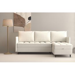 Ecksofa DOREL HOME "LINDHUS, L-Form, verschiedene Stellvarianten, Modulsofa", beige (creme), B:194cm H:80cm T:130cm, 93% Polyester, 7% Nylon, Sofas, Ecksofa, Recamiere, Stauraum, Cord und Chenille-Bezug