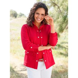 Shirtjacke Casual Looks "Shirtjacke", Damen, Gr. 42, rot, 100% Baumwolle, unifarben, Shirts Shirtjacke
