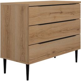 Kommode GAMI "Kommode 3 Schubladen", braun (eiche helvezia), B:95cm H:78cm T:45cm, Holzwerkstoff, Sideboards, Kommode
