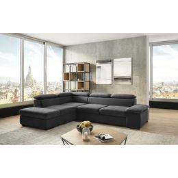 Sit & More Ecksofa SIT & MORE "Alcudia L-Form", grau (dunkelgrau), B:272cm H:73cm T:226cm, 98% Polyester, 2% Polyamid, Sofas, Ecksofa, mit Armteilverstellung, optional Kopfteilverstellung und Bettfunktion