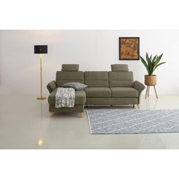 Ecksofa Home Affaire "Westerland L-Form", gr&uuml;n (khaki), B:252cm H:90cm T:162cm, 100% Polyester, Sofas, Ecksofa, Federkern-Polsterung, wahlweise mit Bettfunktion, Bettkasten
