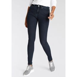 Skinny-fit-Jeans Arizona "Ultra Soft", Damen, Gr. 34, N-Gr, blau (rinsed), Denim/Jeans, Obermaterial: 61% Baumwolle, 25% Polyester, 11% Viskose, 3% Elasthan, Basic, skinny fit lang, Jeans Skinny-fit-Jeans, hohe Leibh&ouml;he, lang, aus Baumwolle, Polyester und Elasthan