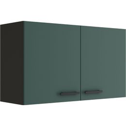 H&auml;ngeschrank Optifit "Palma", gr&uuml;n (steingr&uuml;n, antrhazit), B:100cm H:57,6cm T:34,6cm, Holzwerkstoff, Schr&auml;nke, H&auml;ngeschrank, Breite 100 cm, 2 T&uuml;ren, 1 Einlegeboden