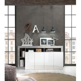 Sideboard Home Affaire "Hamburg", grau (wei&szlig;, betonoptik), B:184cm H:93cm T:42cm, Sideboards, Sideboard, Breite 184 cm