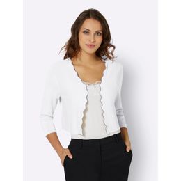 Bolero Lady, Damen, Gr. 44, beige (ecru), 55% Baumwolle, 45% Viskose, unifarben, Strickjacken Bolero