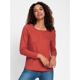 T-Shirt Casual Looks "Rundhals-Shirt", Damen, Gr. 52, orange (terra), 95% Baumwolle, 5% Elasthan, unifarben, Rundhals, Shirts T-Shirt