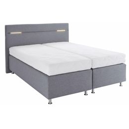 Boxspringbett, grau (strukturstoff grau), mit LED-Beleuchtung, Liegefl&auml;che B/L: 160cm x 200cm, H2 + H2, 7-Zonen-Kaltschaummatratze, Bezug Unterbox und Kopfteil: Strukturstoff (77% Polyester und 23% Viskose);Bezug Obermatratze 100% Polyester, waschbar bis 60C, Westfalia Schlafkomfort, Komplettbetten, Boxspringbett, wahlweise mit LED-Beleuchtung
