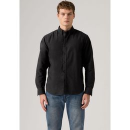 Levi's Langarmhemd LEVI'S "AUTHENTIC BUTTON DOWN", Herren, Gr. M, N-Gr, schwarz phantom garment dye, Web, Obermaterial: 100% Baumwolle, Hemden Langarmhemd, mit Ton-in-Ton Logostickerei auf der Brust