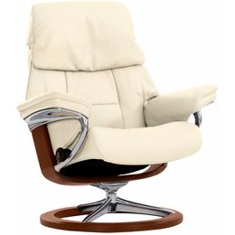 Relaxsessel stressless "Ruby", beige (vanilla paloma), B:76cm H:100cm T:75cm, Leder PALOMA: durchgef&auml;rbtes Semianilin-M&ouml;belleder;Leder BATICK: durchgef&auml;rbtes und genarbtes M&ouml;belleder, Sessel, Relaxsessel, mit Signature Base, Gr&ouml;&szlig;e S, Gestell Eiche, Wenge, Braun & Schwarz