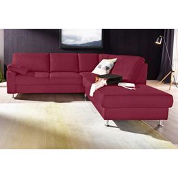 Sit & More Ecksofa SIT & MORE "Belfort L-Form", rot (bordeaux), B:243cm H:88cm T:218cm, Flachgewebe (100% Polyester);Luxus-Microfaser ALTARA NUBUCK (100% Polyester);Luxus-Microfaser (90% Polyester, 10% Polyamid), Sofas, Ecksofa, wahlweise mit Vorziehsitz und Bettkasten