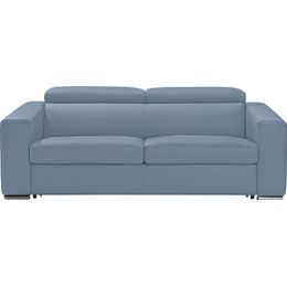 2,5-Sitzer Egoitaliano "Cabiria, Design und super Sitzkomfort", blau (himmelblau), B:226cm H:97cm T:103cm, Leder &raquo;BULL&laquo; (echtes Rindsleder). Geschliffenes, pigmentiertes und behandeltes Rindsleder mit einer Dicke von 1, 3-1, 5 mm. Dieses Leder zeigt eine ziemlich weiche Hand mit einem halb undurchsichtigen Aussehen. Es handelt sich um ein gesch&uuml;tztes Leder. Eine leichte Deckschicht sch&uuml;tzt sie vor