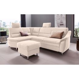 Ecksofa Home Affaire "Cardoso L-Form", beige (creme), B:250cm H:90cm T:175cm, Struktur impr&auml;gniert (100% Polyester);Luxus-Microfaser ALTARA NUBUCK (100% Polyester);Struktur (52% Polyester, 35% Polyacryl, 13% Baumwolle);Luxus-Microfaser weich (90% Polyester, 10% Polyamid), Sofas, Ecksofa, Federkern, wahlweise mit Bett, Schubkasten