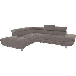 Ecksofa COTTA "Enterprise L-Form", grau (elefant), B:273cm H:72cm T:237cm, Struktur (100% Polyester );Chenille (90% Polyester; 10% Polyamid ), Sofas, Ecksofa, mit Arm- & Kopfteilverstellung, wahlweise mit Bettfunktion